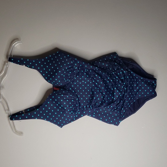 SPANX | Swim | Spanx Blue And Green Polka Dot One Piece Swim Suit 2 ...